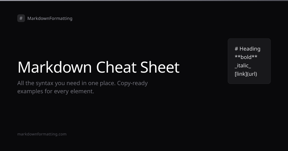 Markdown Cheat Sheet - Complete Reference Guide