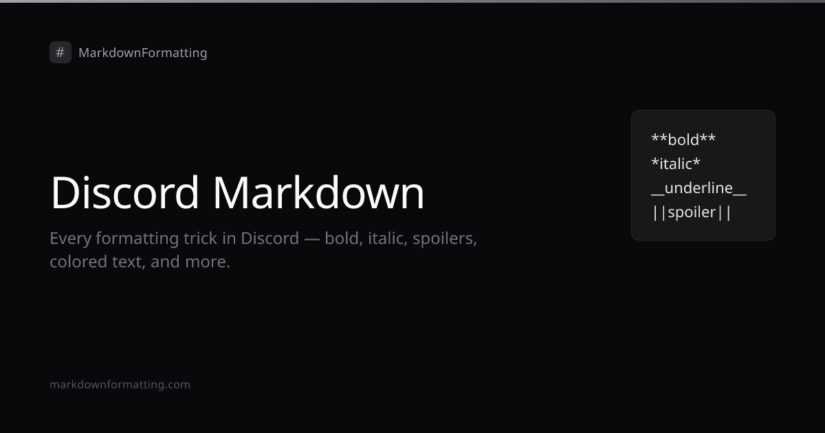 Discord Markdown Formatting - Complete Guide with Examples
